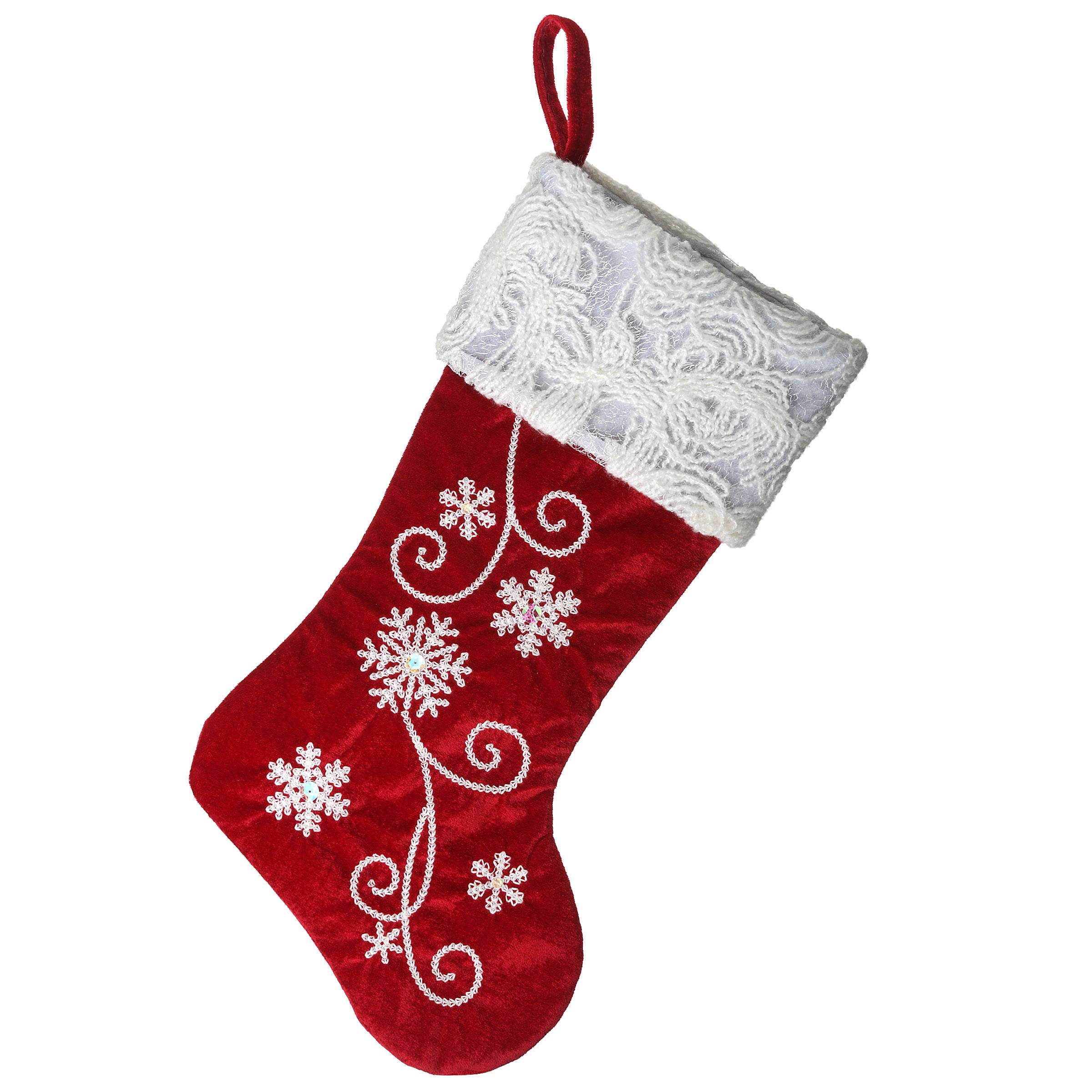 18" Red Christmas Stocking with Snowflakes – National Tree Company Business