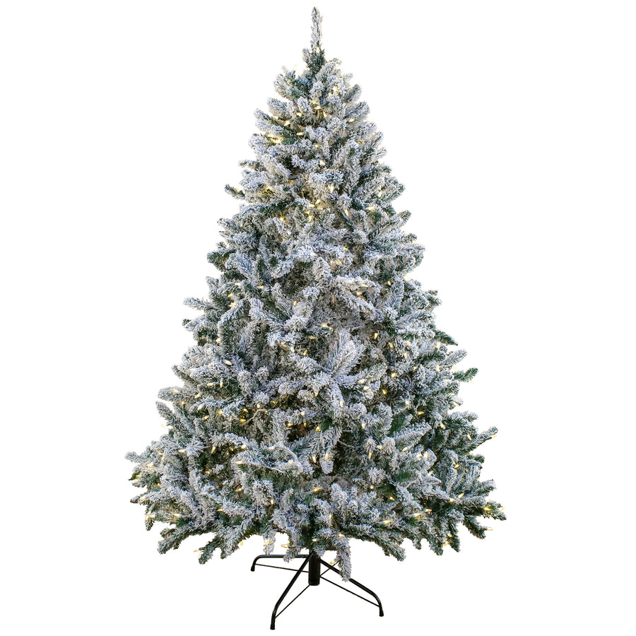 7.5 ft. Pre-Lit Snowy Hudson Tree with PowerConnect Warm White LED Lig ...